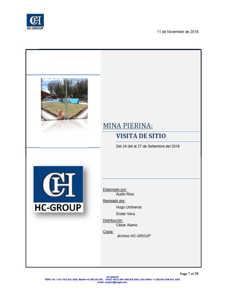 MBM - Mina Pierina - Reporte de Visita v1 | PDF | Inalámbrico | Red de computadoras