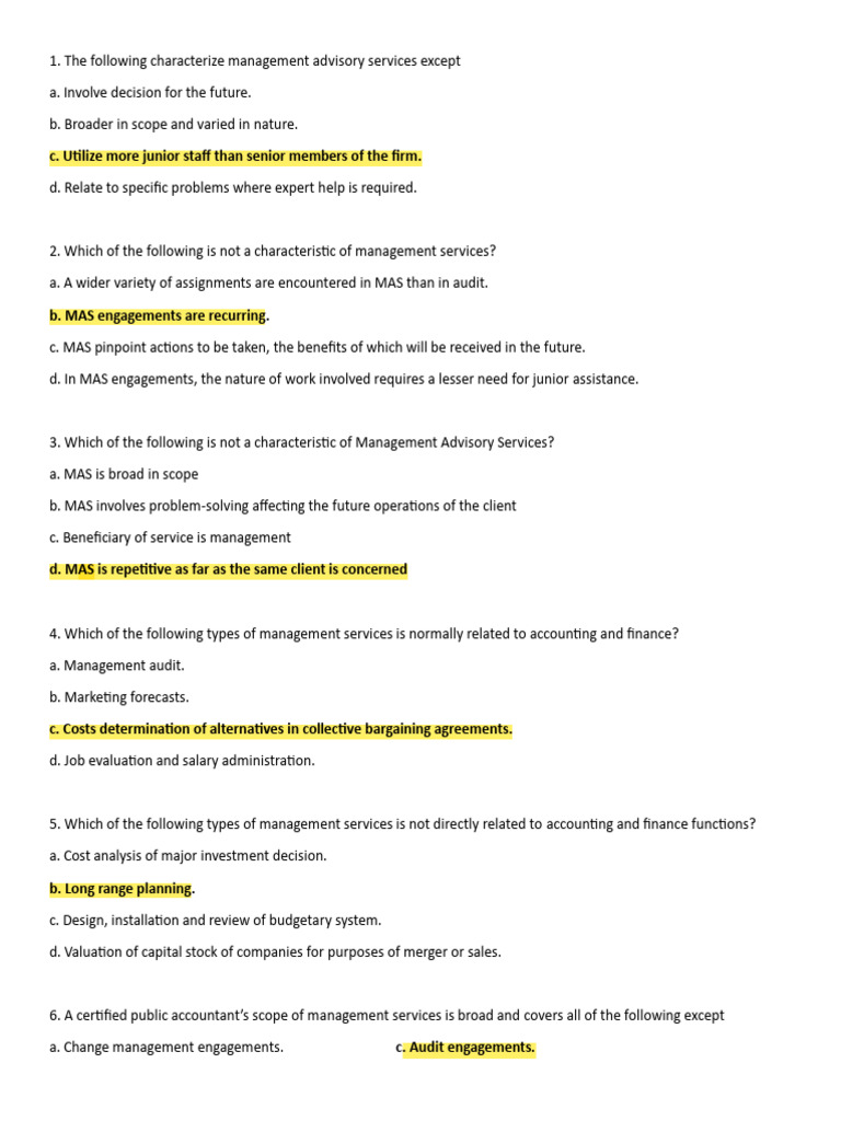 Characteristics of Management Advisory Services | PDF | Consultant | Audit