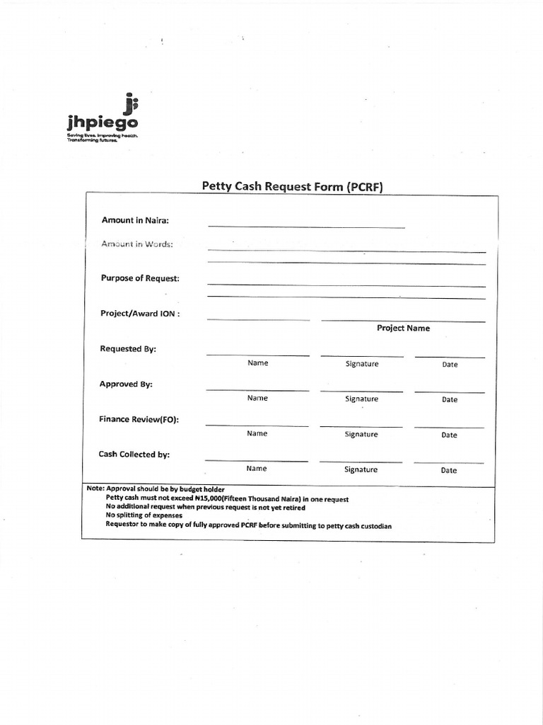 Petty Cash Request & Retirement Form | PDF