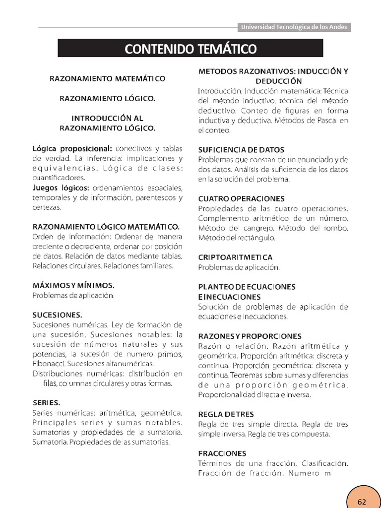 Temario Admision UTEA | PDF