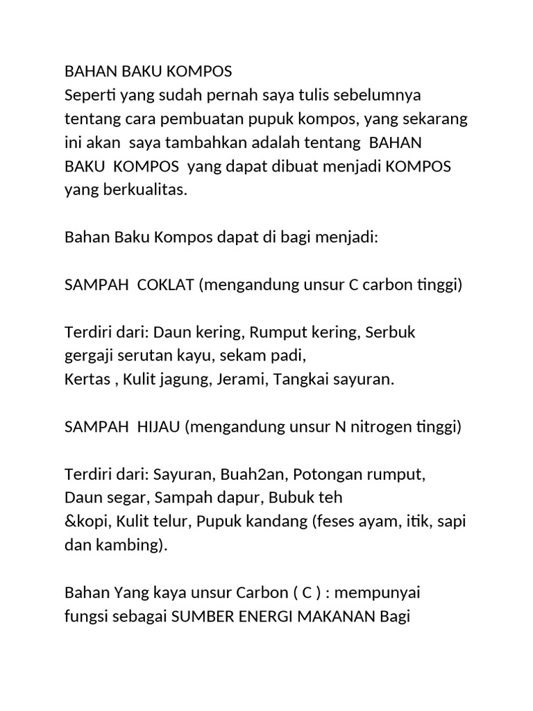 Bahan Pupuk Kompos | PDF