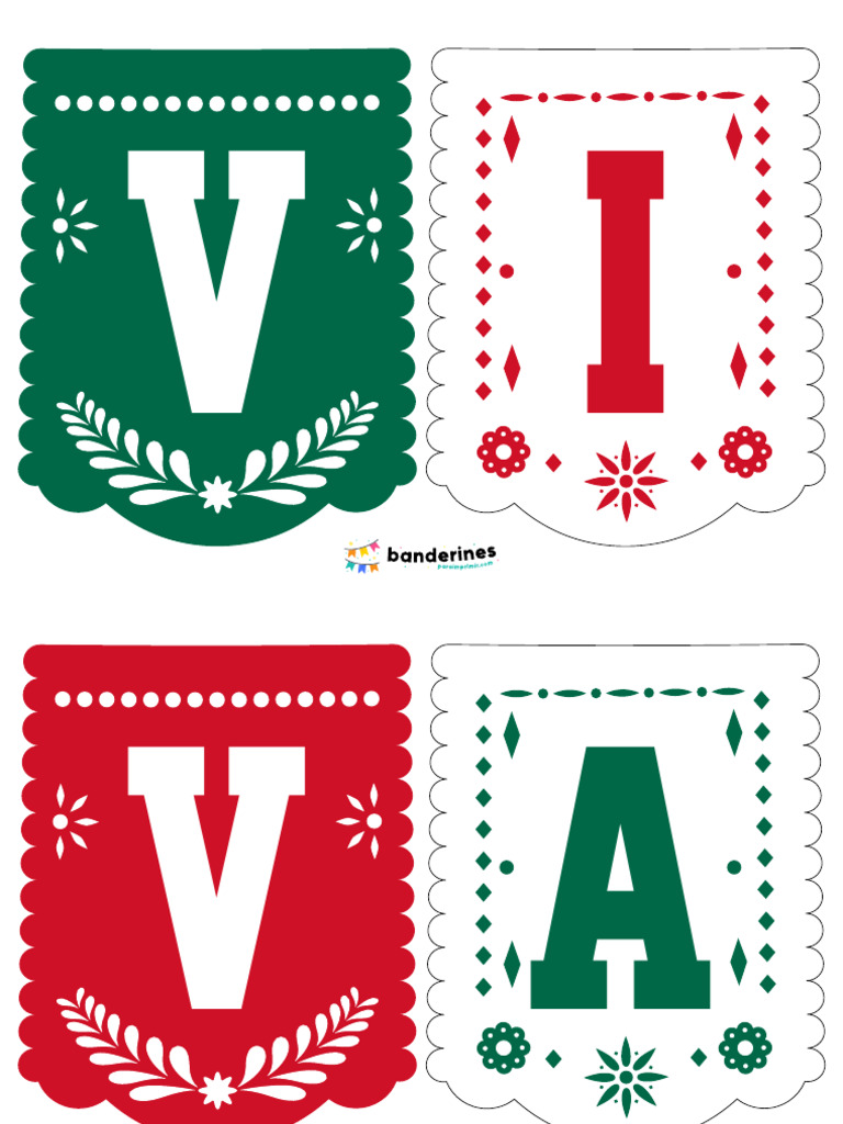 Banderines Letras Viva Mexico para Imprimir PDF | PDF