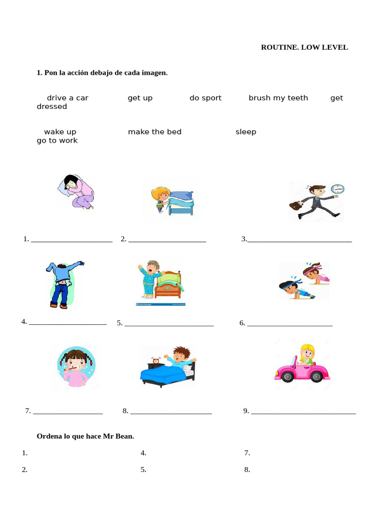 Mr. Bean's Daily Routine Activities | PDF