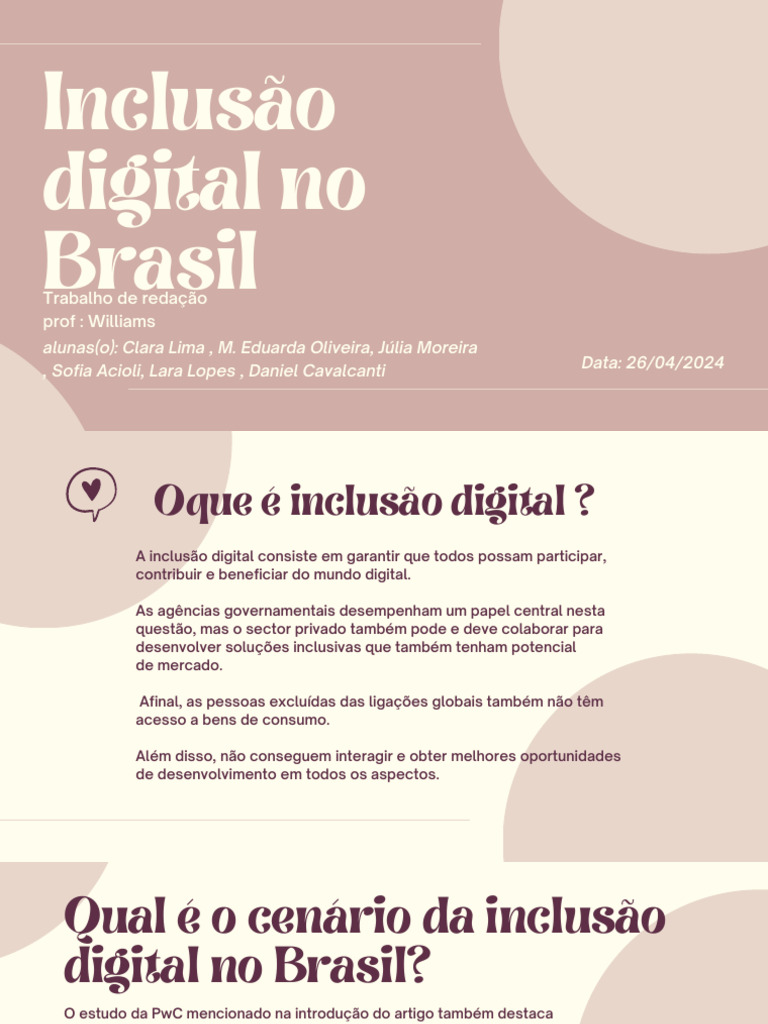 Inclusão Digital No Brasil | PDF | Internet | Economias