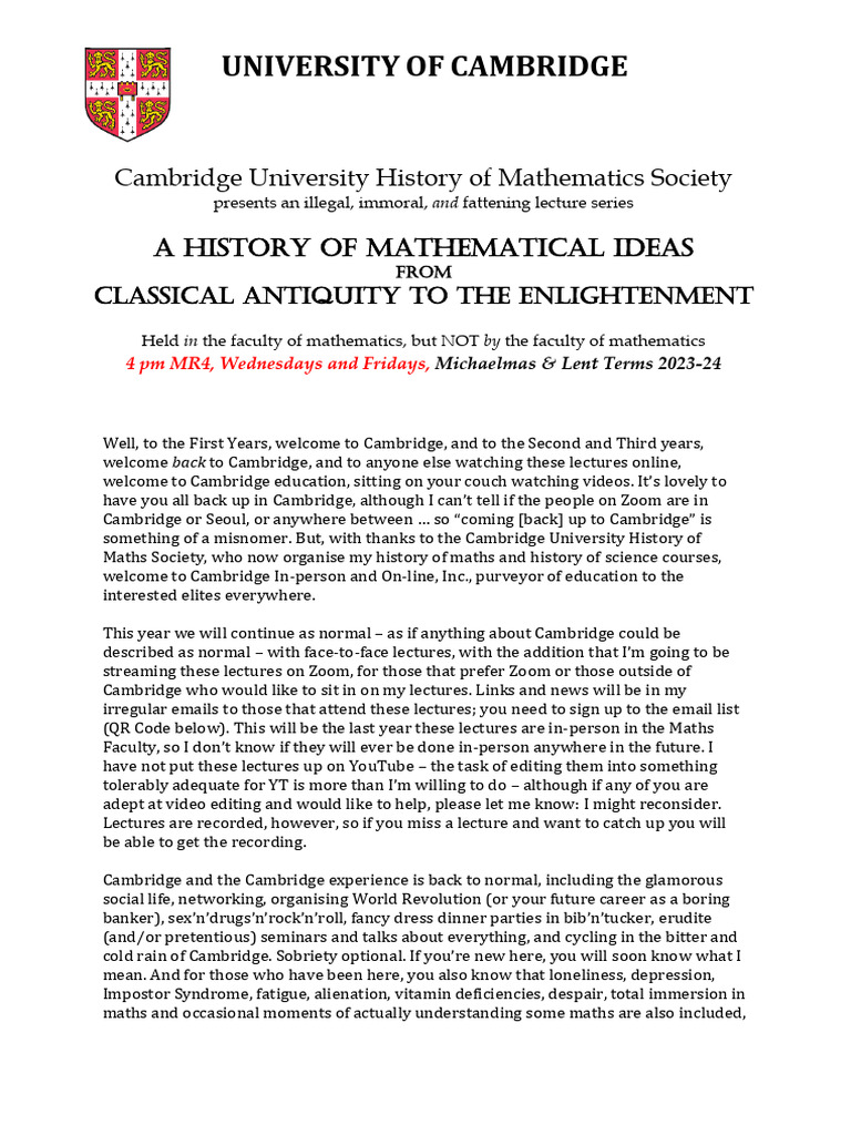 History of Maths, 2023 | PDF | Algebra | Mathematics