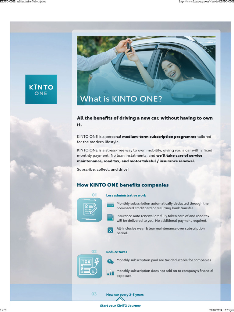 WHAT KINTO ONE - All-Inclusive Subscription | PDF | Subscription ...