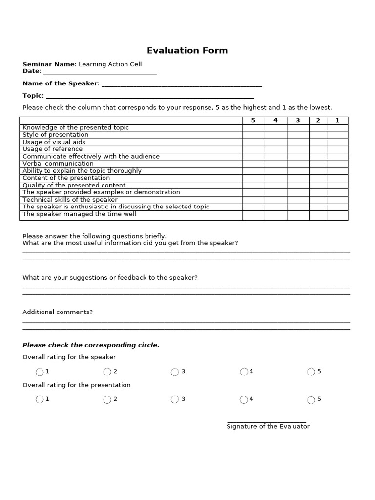 Evaluation Form INSET or LAC | PDF | Career & Growth