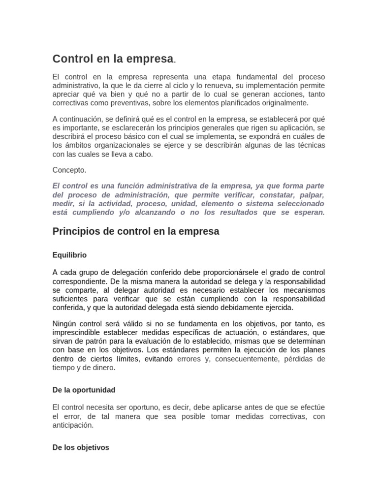 Control en La Empresa | PDF | Business | Calidad (comercial)
