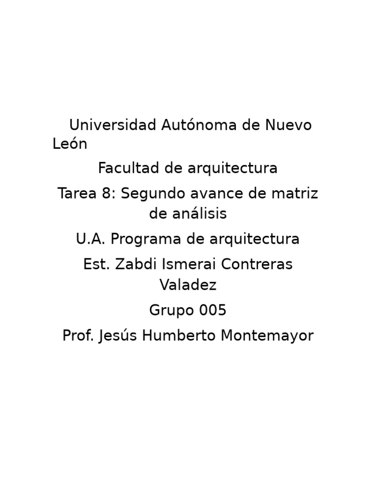 Segundo Avance de Matriz de Analisis | PDF