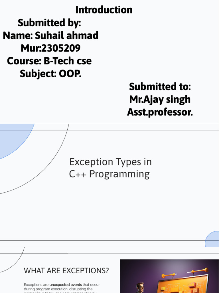 Suhail - Types of Exceptions in C++ | PDF | C++ | Software Engineering