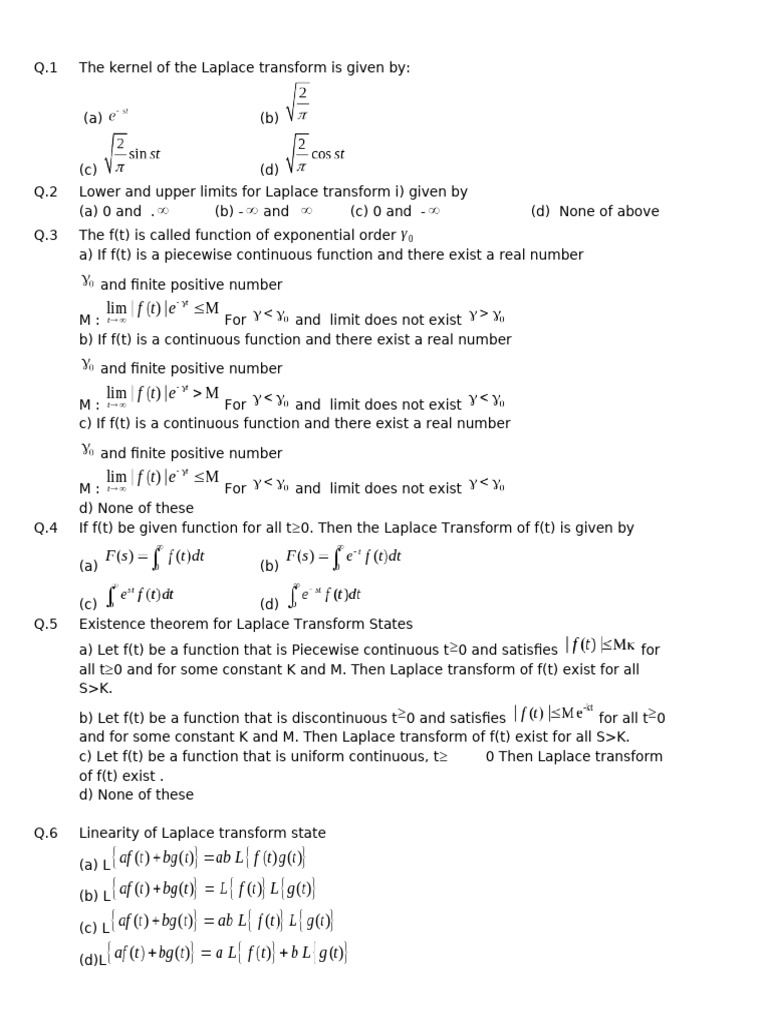 B.tech III Sem Objective Question Aicte | PDF | Fourier Transform ...