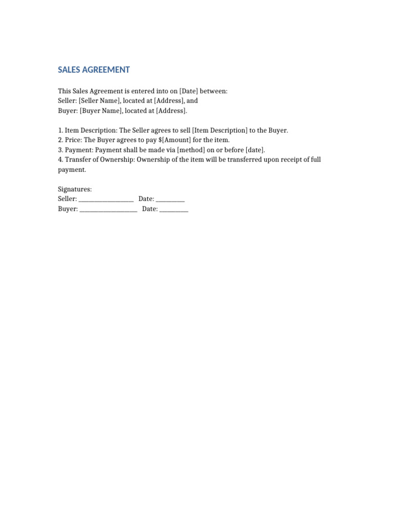 Sales Agreement | PDF