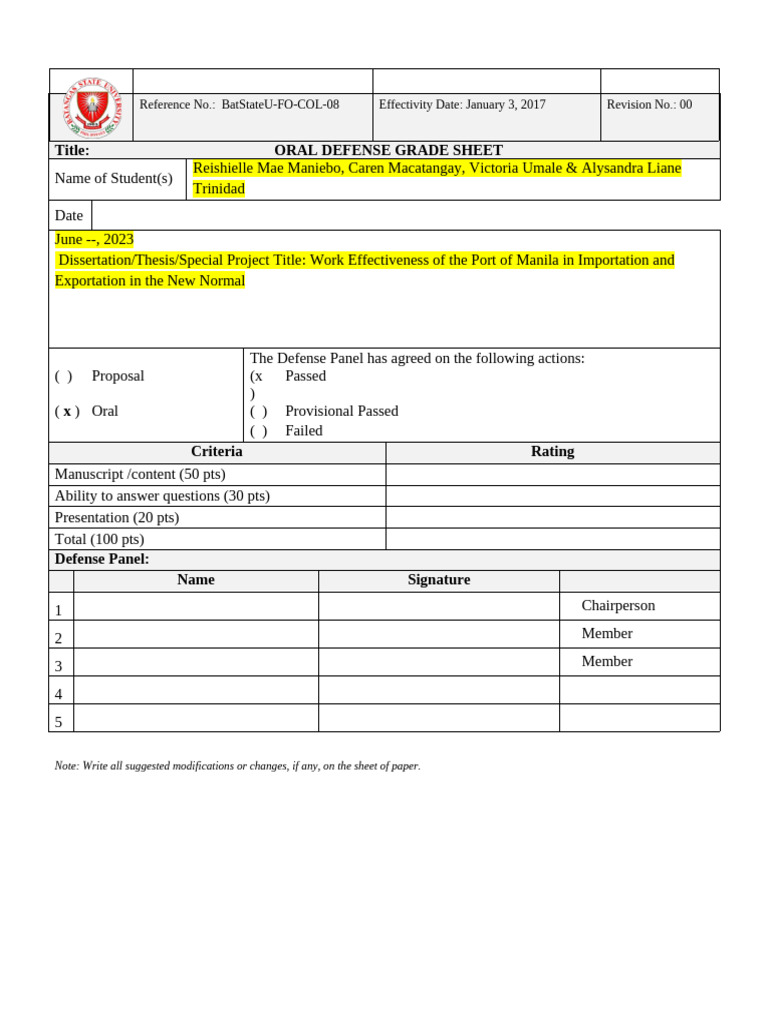 Grading Sheet Template | PDF