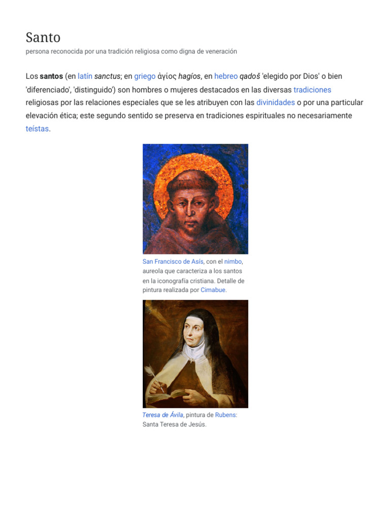 Santo - Wikipedia, La Enciclopedia Libre | PDF | Santo | Iglesia cristiana