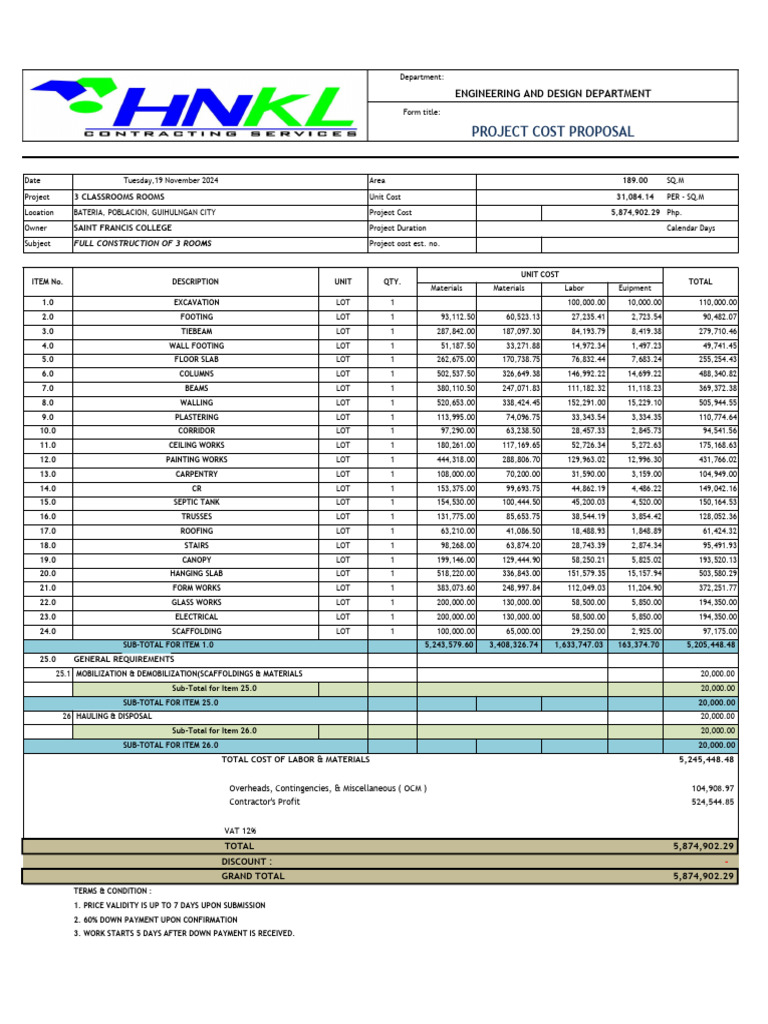 3 ROOMS COSTING- SFC | PDF | Buildings And Structures