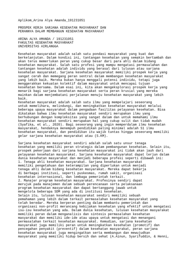 Aplikom - Arina Alya Amanda - 191231051 | PDF | Kesehatan Holistik