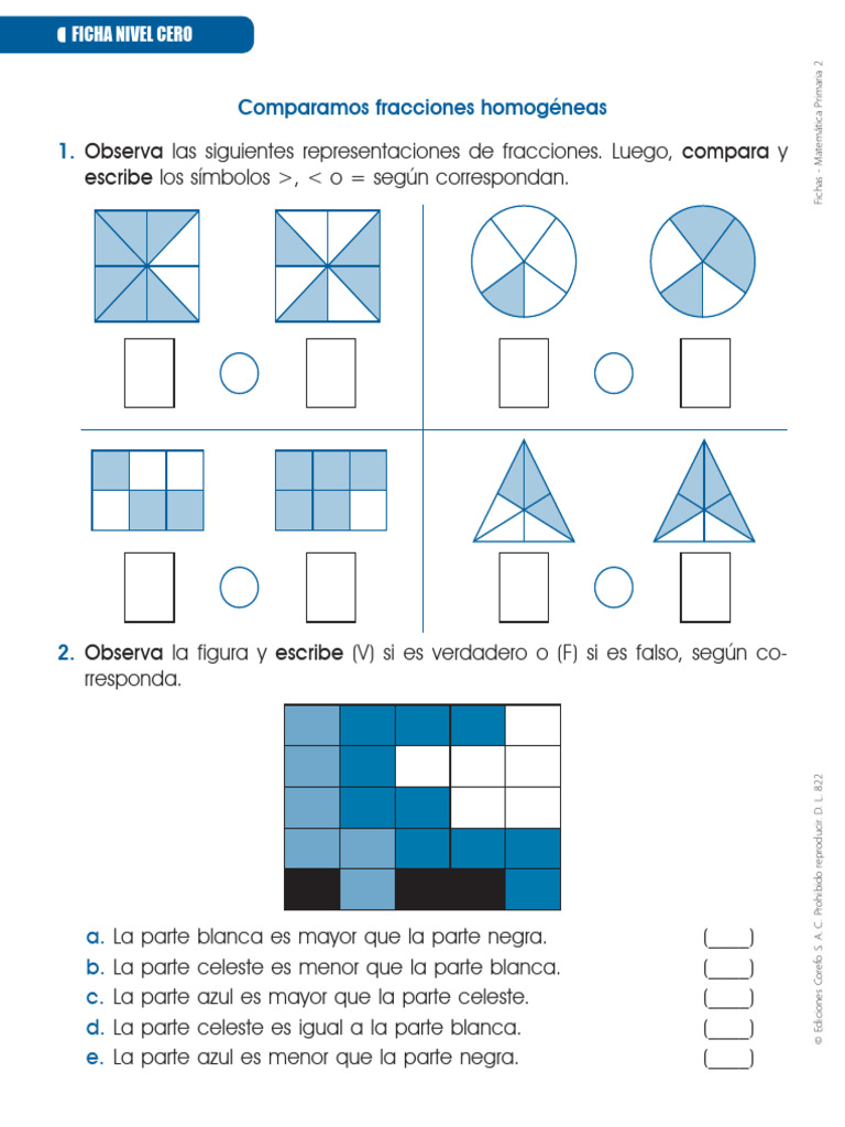 Comparación de Fracciones Homogéneas | PDF