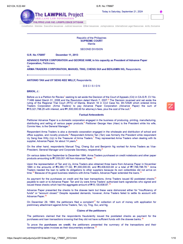 Advance Paper Corp, Et - Al., vs. Arma Traders Corp | PDF | Law Of Agency