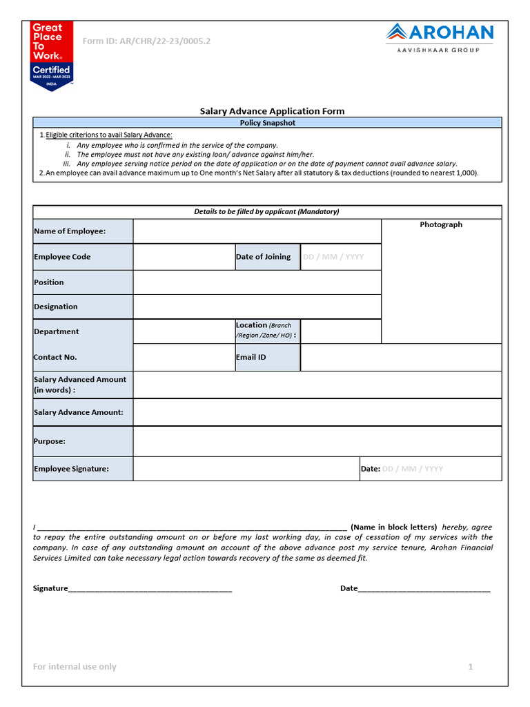 38 - 9 - Caf0118385b14a27 - Annexure 2 - Salary Advance Application ...