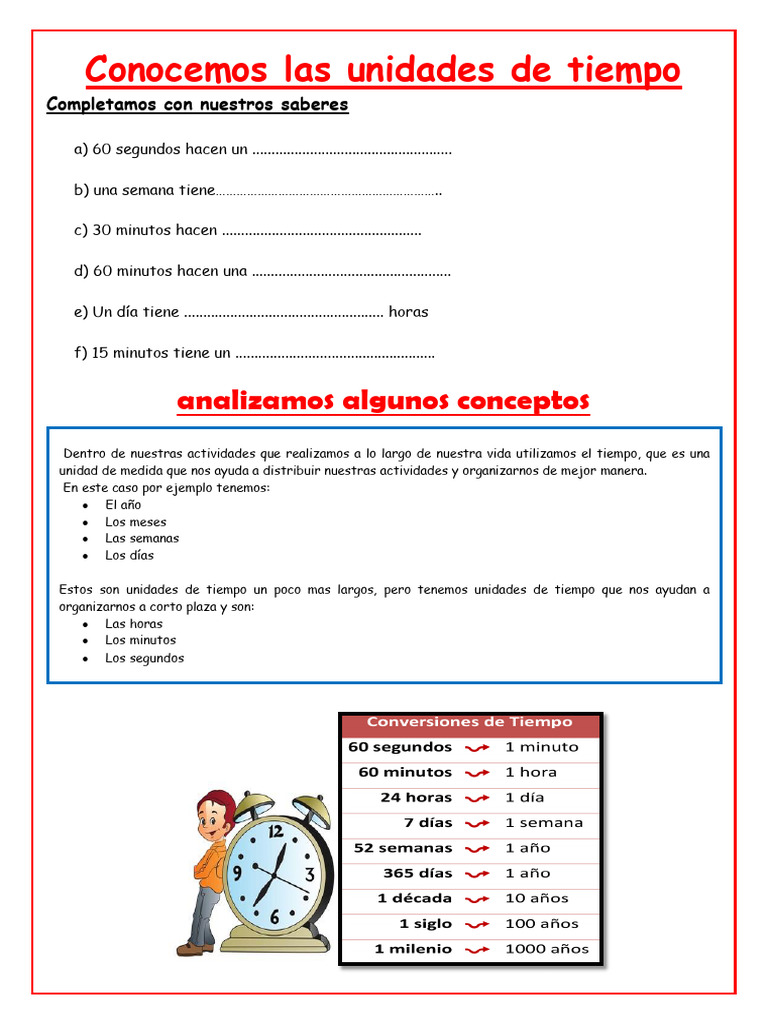 Actividades de Medidas de Tiempo para Niños | PDF