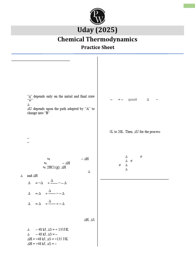 6606d1accff1340018aa5174 - ## - Thermodynamics Practice Sheet | PDF | Mathematical Physics ...