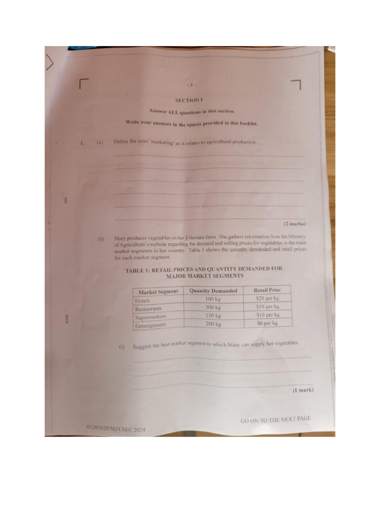 2024 May June Csec Agricultural Science P02 | PDF