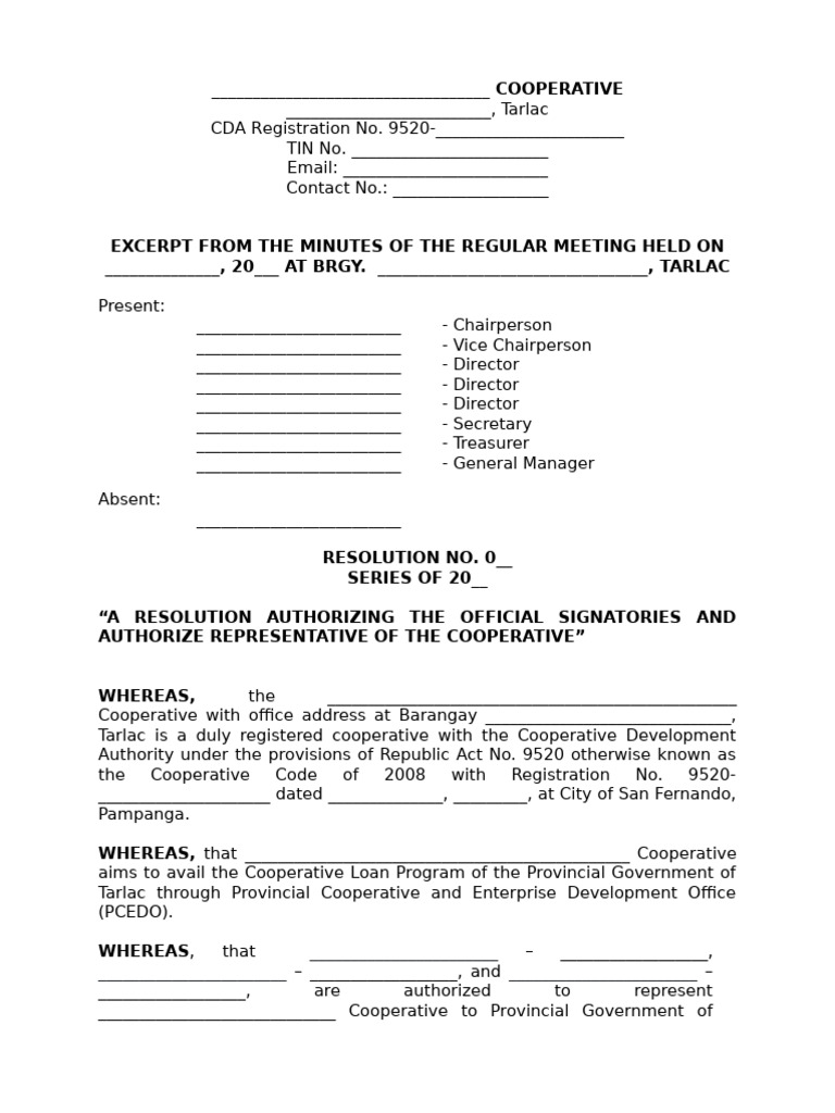 1.C BOD Reso Authorized Rep and Signatories | PDF | Government