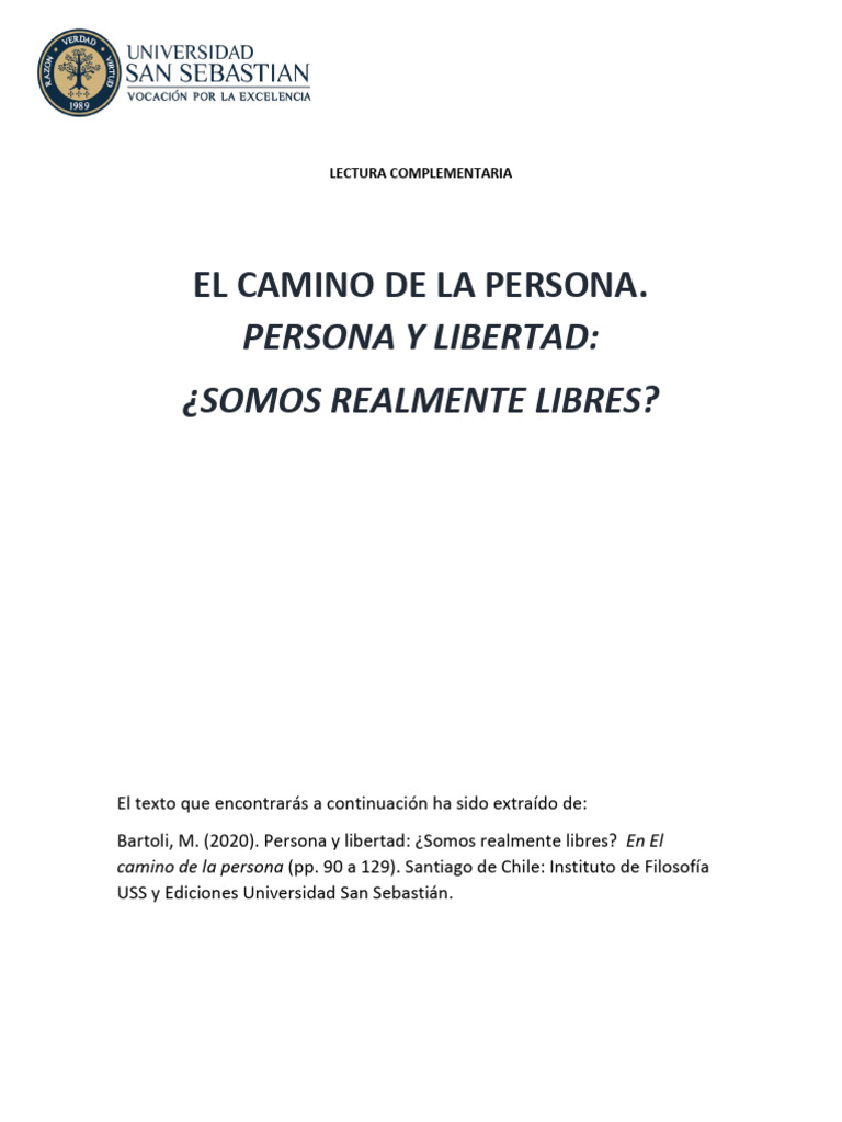 Persona y libertad: ¿somos libres? | PDF | Teoría de sustancias | Tomás ...