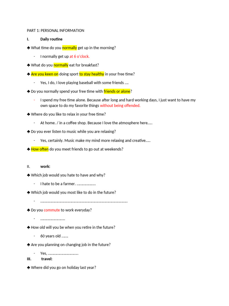 Part 1 Personal Introduction | PDF | Cuisine | Foods