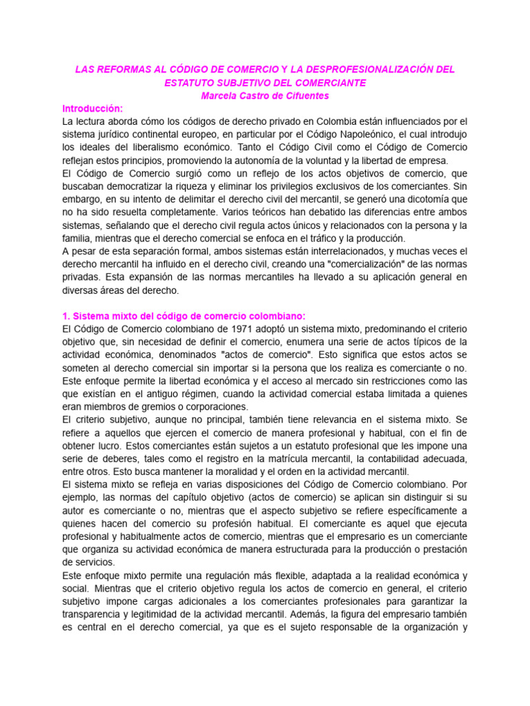 Reformas Al Codigo de Comercio - Resumen | PDF | Bancarrota | Contabilidad