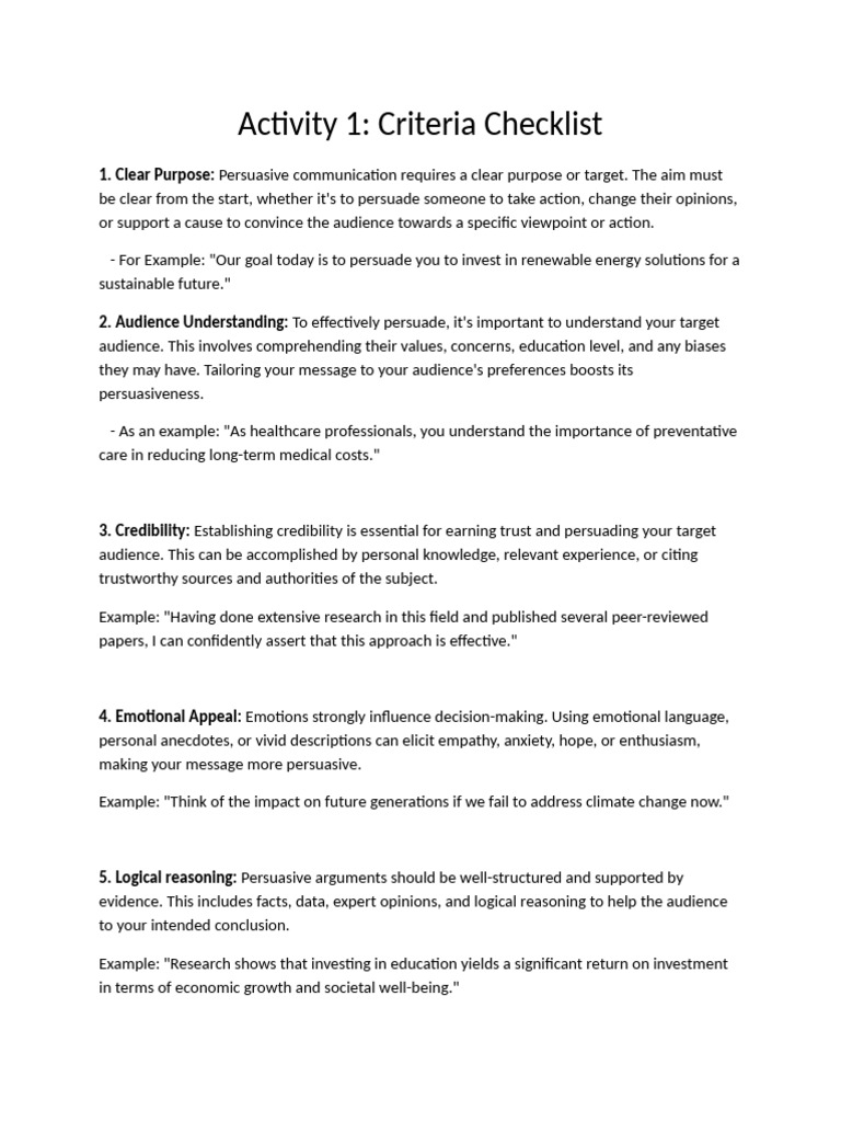 Activity 1 | PDF | Persuasion | Credibility