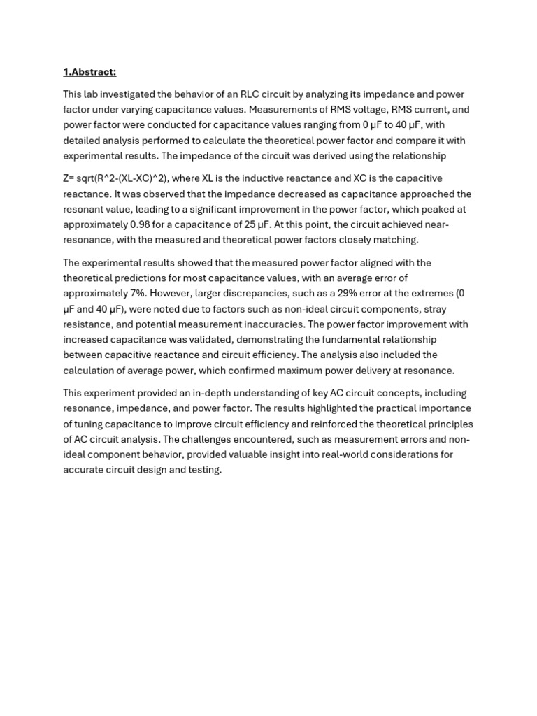 Lab Report Experiment 4 Elec 273 | PDF | Damping | Capacitor