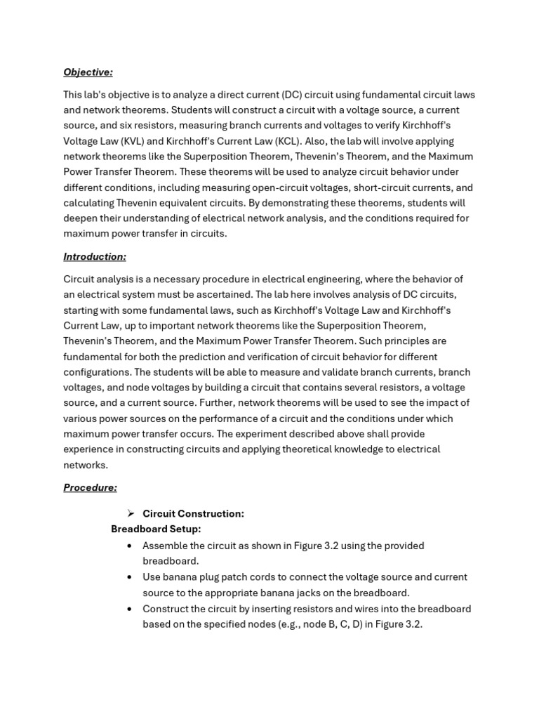Elec 273 Lab 3 | PDF | Electrical Network | Network Analysis ...