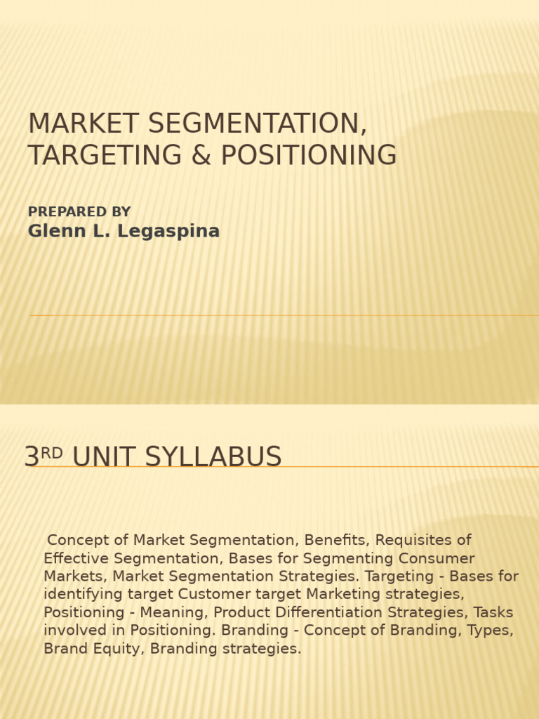 1.1 Segmenting Targeting and Positioning | PDF | Market Segmentation ...