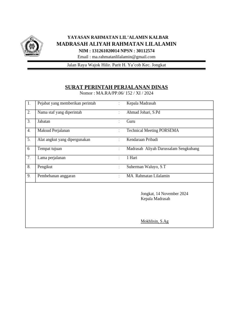 FORM-SPPD-Surat-Permohonan-Perjalanan-Dinas | PDF