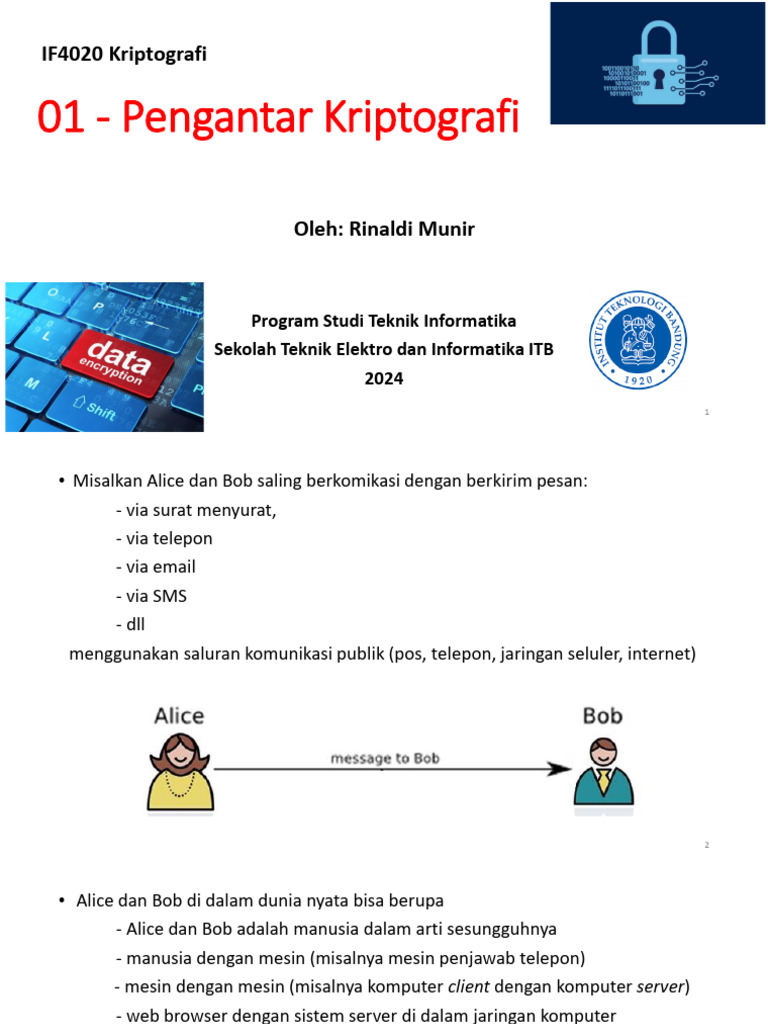 01 Pengantar Kriptografi (2024) | PDF