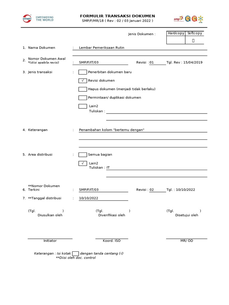 Form Transaksi & Distribusi Form LPR IT | PDF