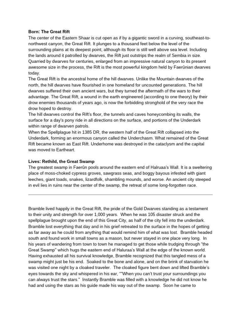 Bramble Mossheart Backstory | PDF | Dwarf (Dungeons & Dragons ...