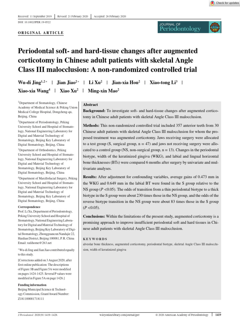 Journal of Periodontology - 2020 - Jing - Periodontal Soft and Hard ...