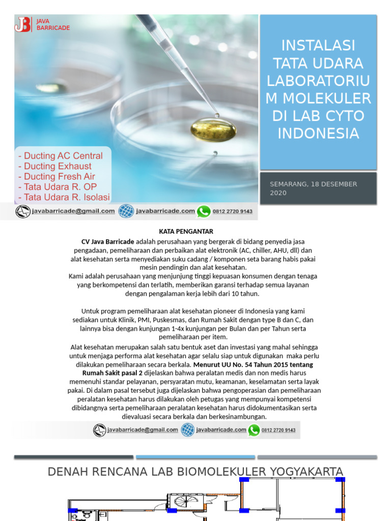 Instalasi Tata Udara Laboratorium Molekuler Di Lab Cyto | PDF | Teknologi & Rekayasa