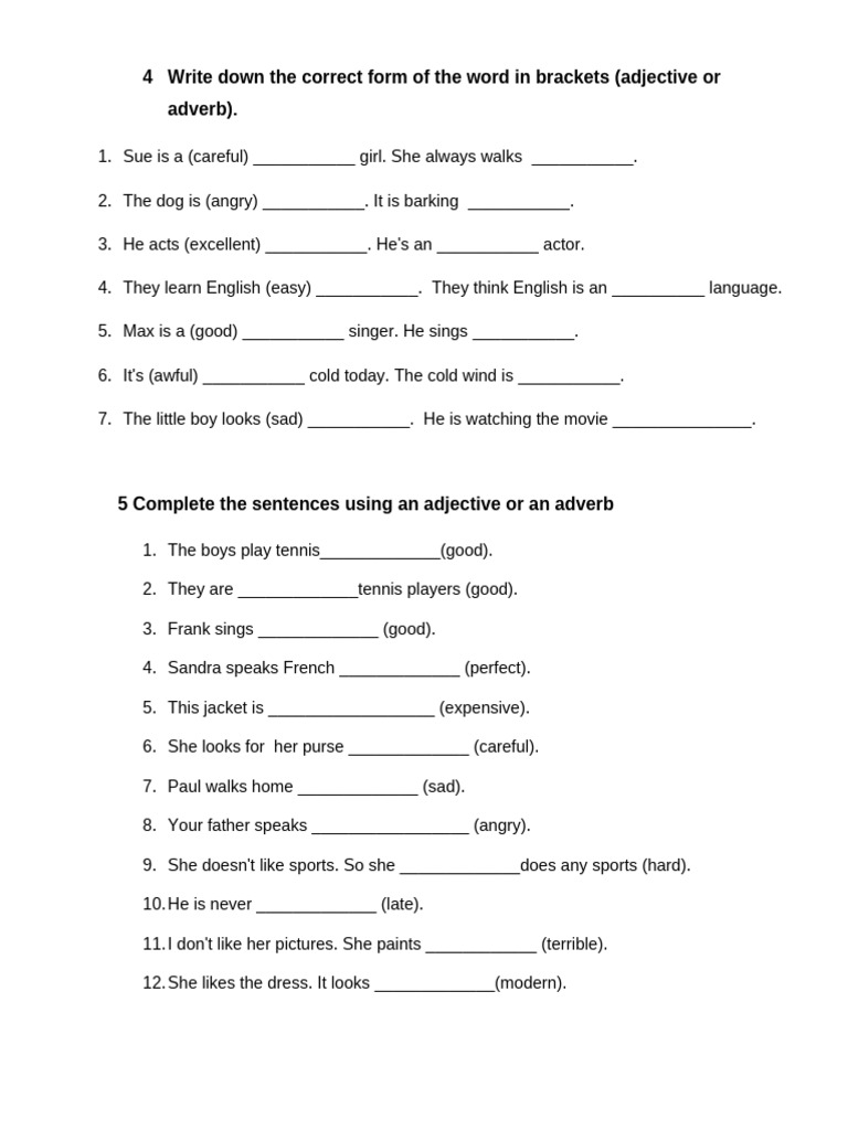 Adverbs Vs Adjectives Grammar Drills - 16662 | PDF