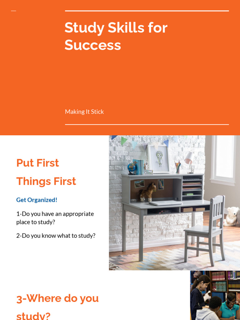 Study Skills For Success Presentation-Assignment | PDF | Study Skills ...