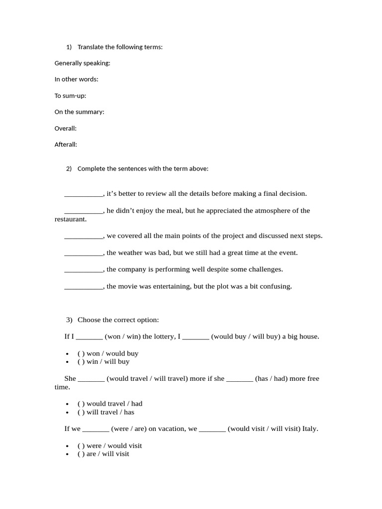 Sentence Completion & Grammar Quiz | PDF | Language Arts & Discipline