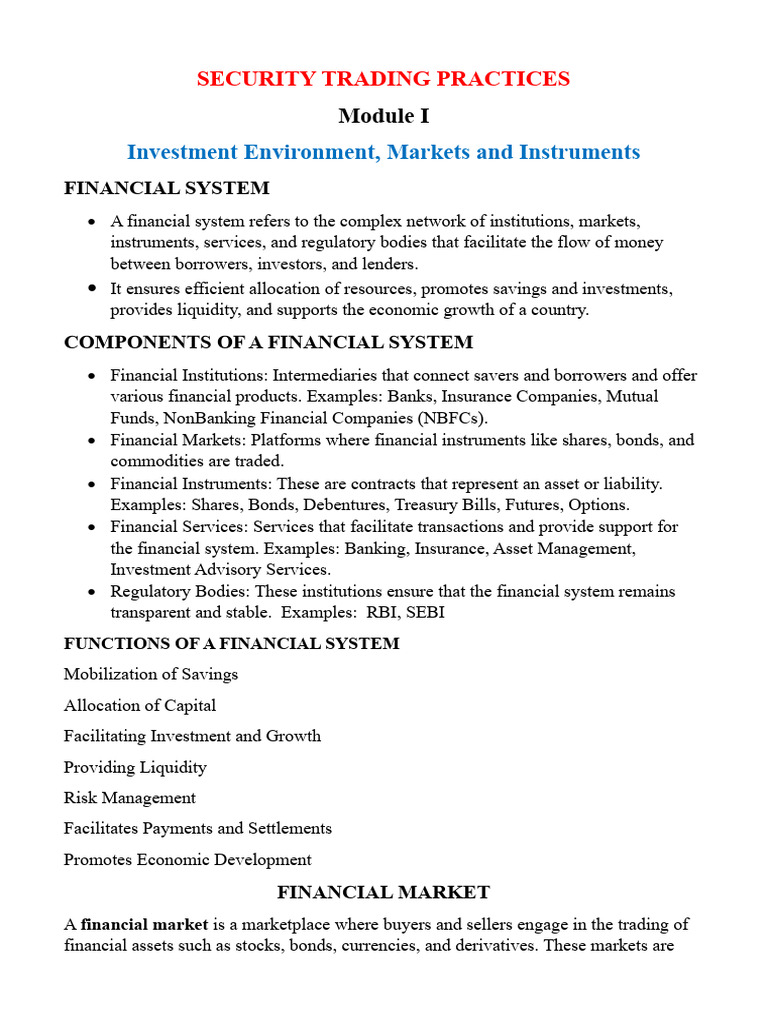 Security Trading Practices Overview | PDF | Derivative (Finance ...