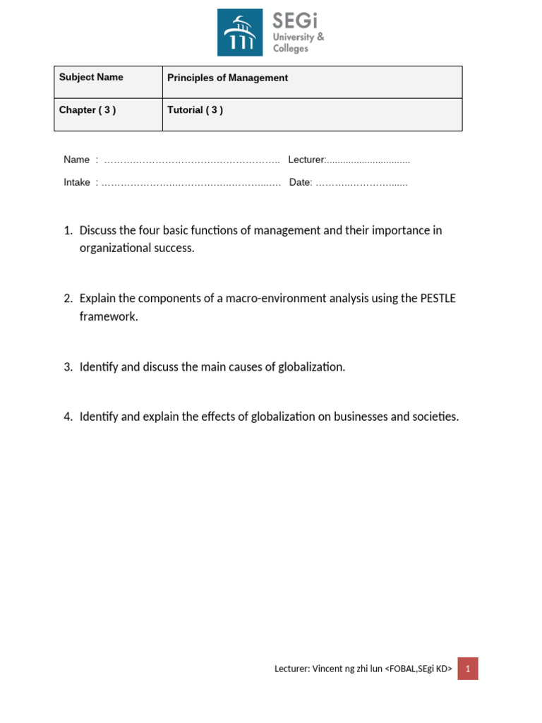 Tutorial Chapter 3 - Pomgt - MGT 4014 - Vincentnzl | PDF ...