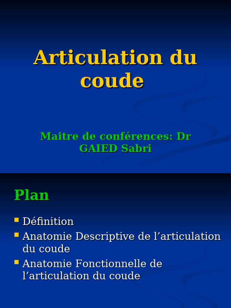 Articulation Du Coude | PDF | Articulation (anatomie) | Anatomie humaine