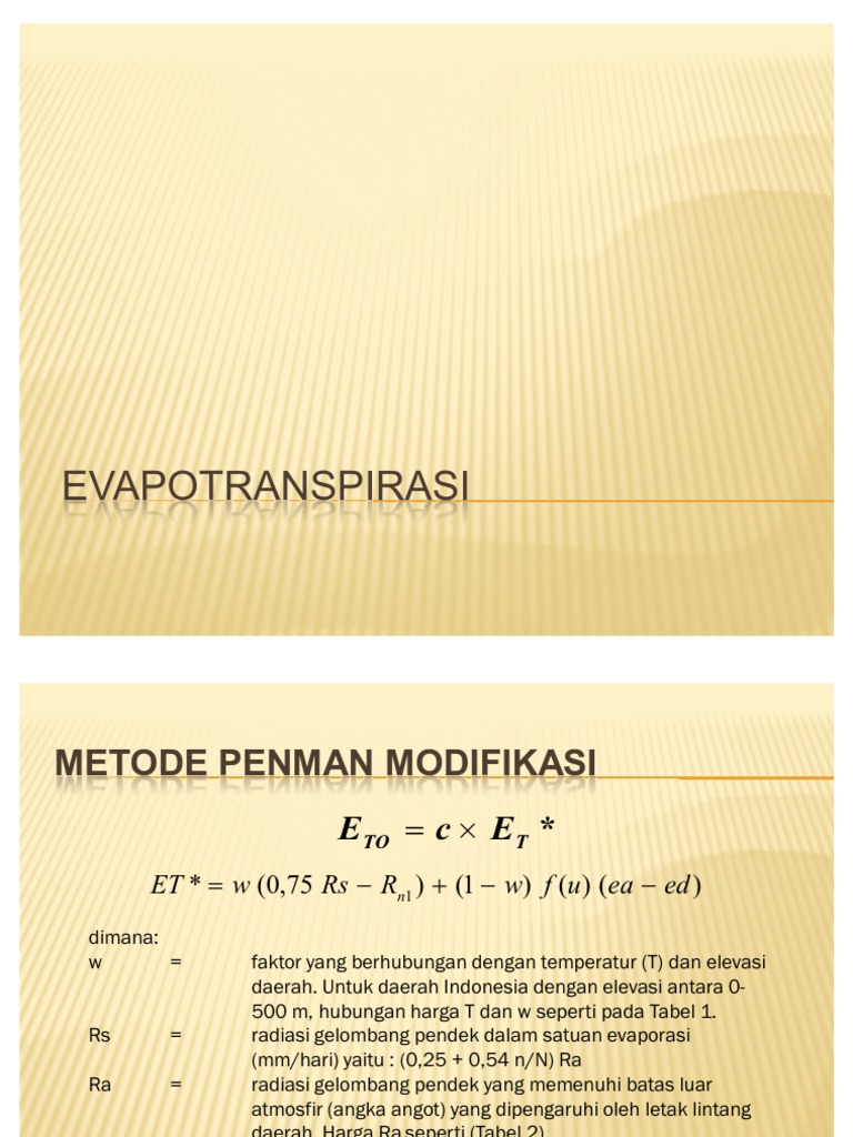 Metode Penman Modifikasi untuk Menghitung Evapotranspirasi | PDF