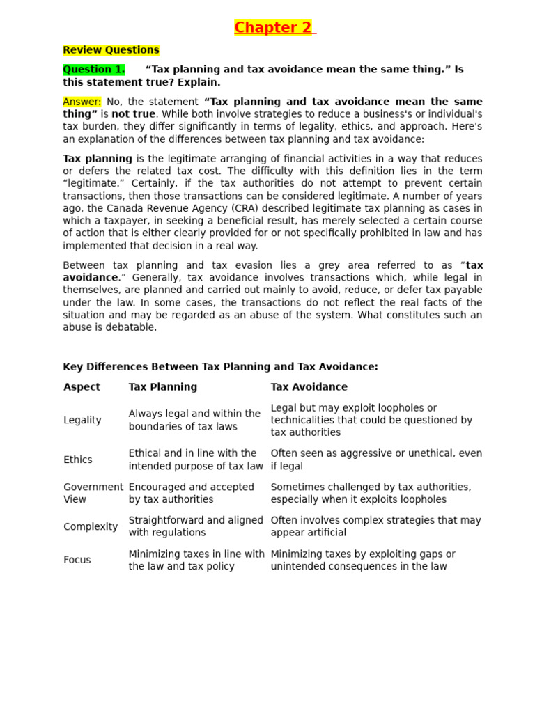 Chapter 2 - Review Question | PDF | Tax Avoidance | Dividend