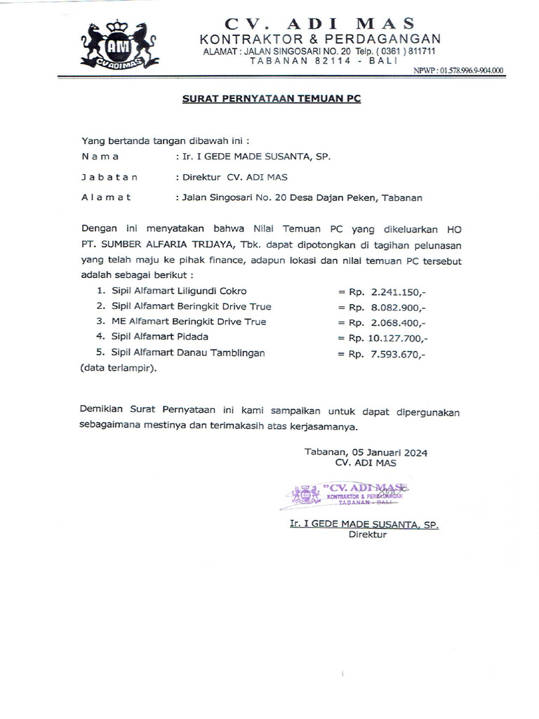 Surat Temuan PC | PDF