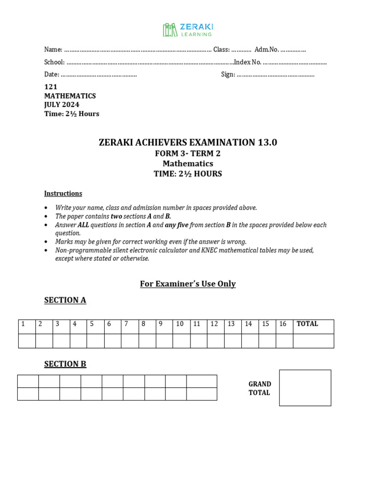 Mathematics - Question Paper | PDF | Linear Algebra | Geometry